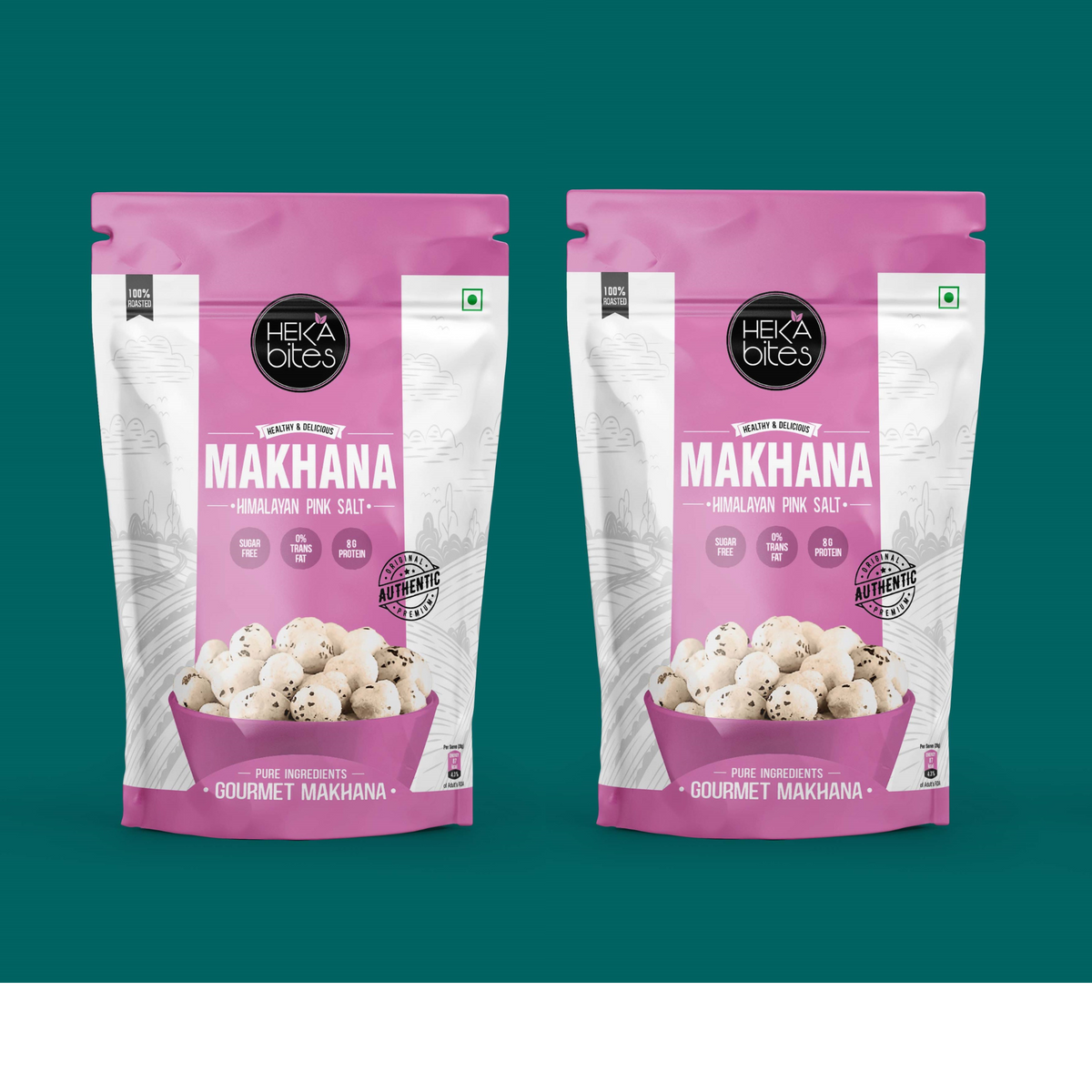 Heka Bites Roasted Fox Nuts Himalayan Pink Salt 80 gm ( Pack of 2)
