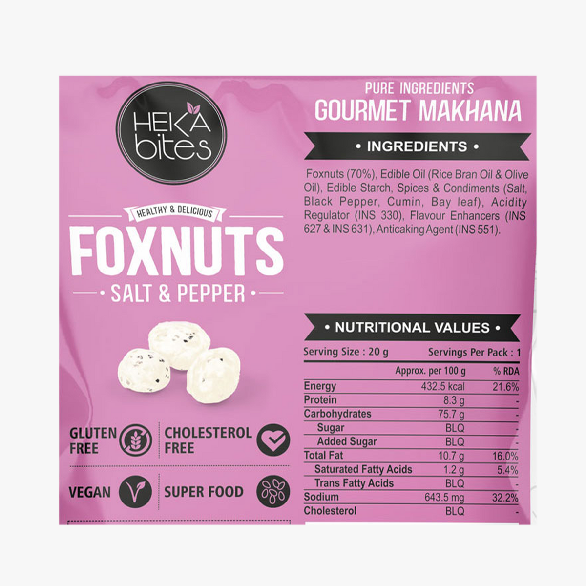 Heka Bites Roasted Fox Nuts Himalayan Pink Salt 80g